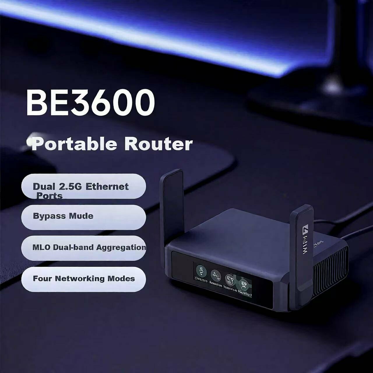 Маршрутизатор GL.iNET BE3600, гигабитный, беспроводной, портативный, LCD-дисплей