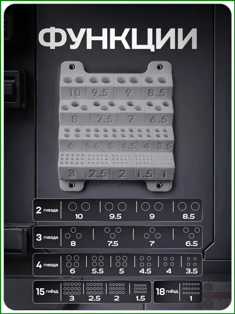 Органайзер для свёрл настенный (серый) (3D-печать, пластик)-3D