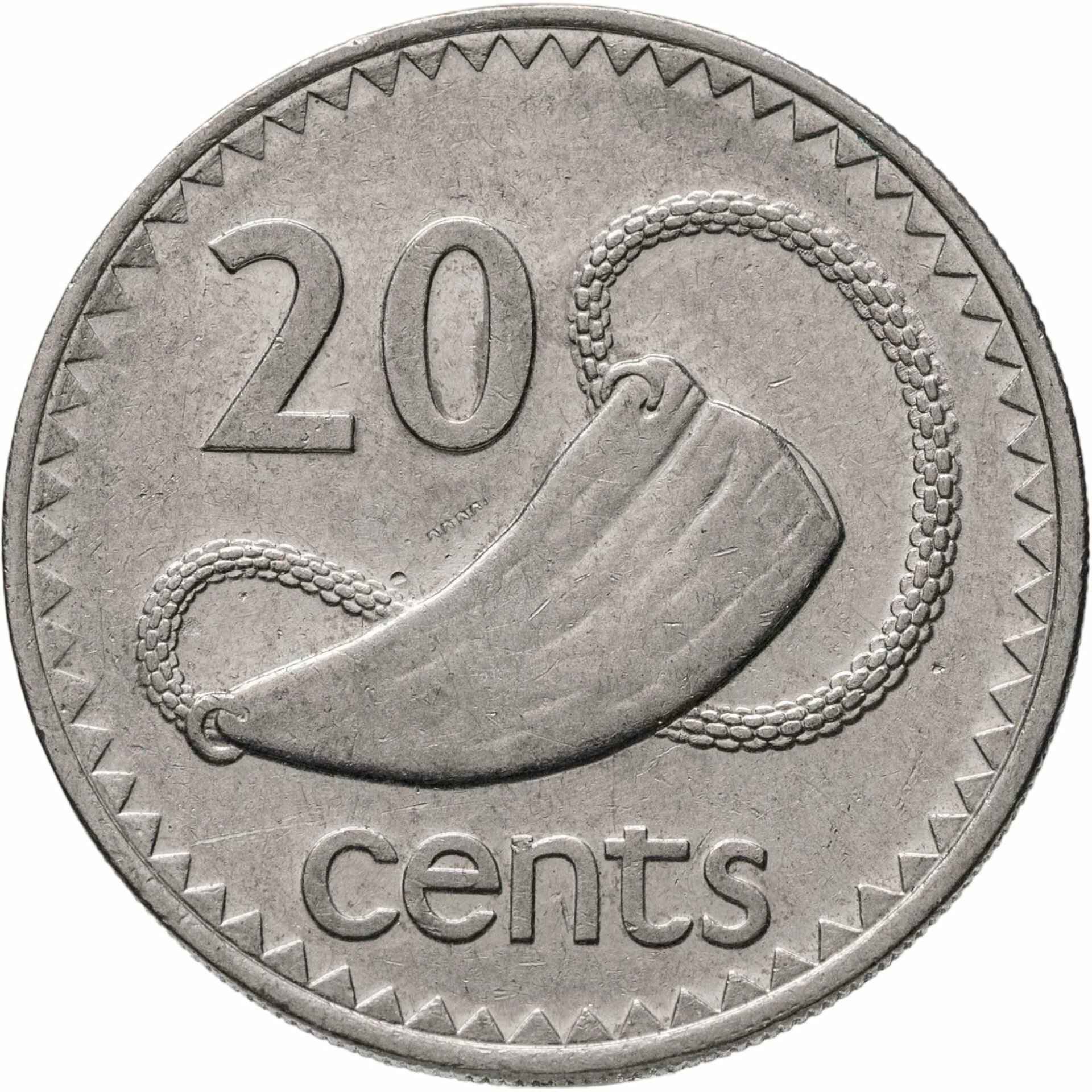 Фиджи 20 центов cents 1990, Сталь, в сохранности XF
