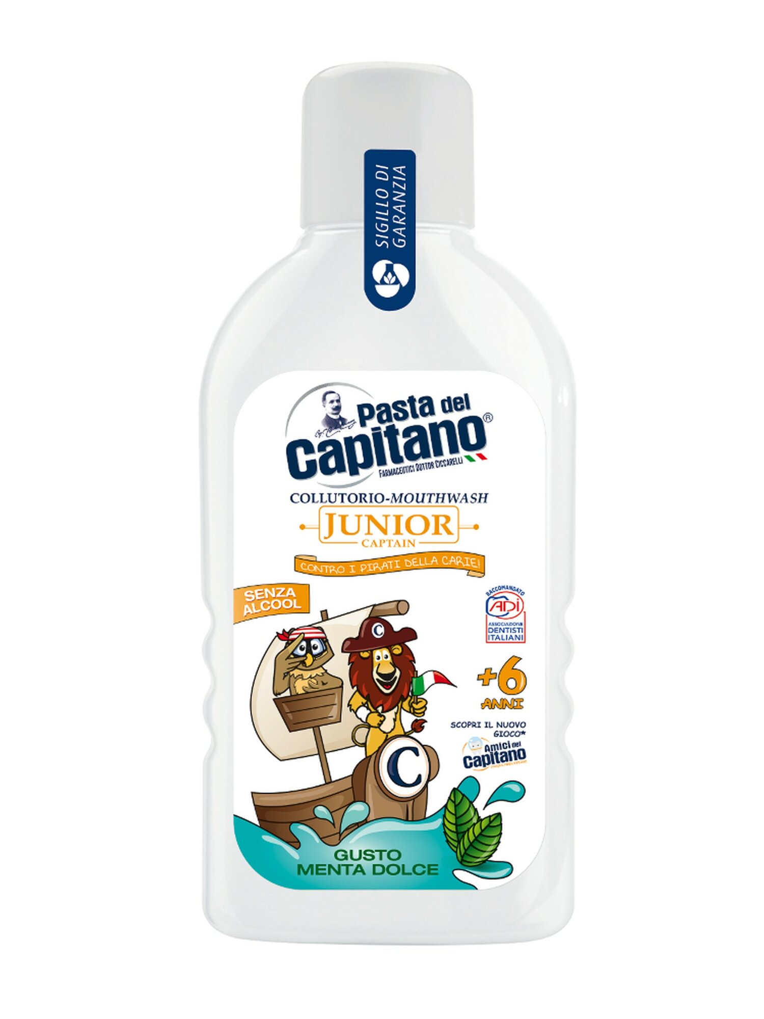 PASTA DEL CAPITANO ополаскиватель для полости РТА детский JUNIOR SOFT MINT 6+ /мягкая мята 400МЛ