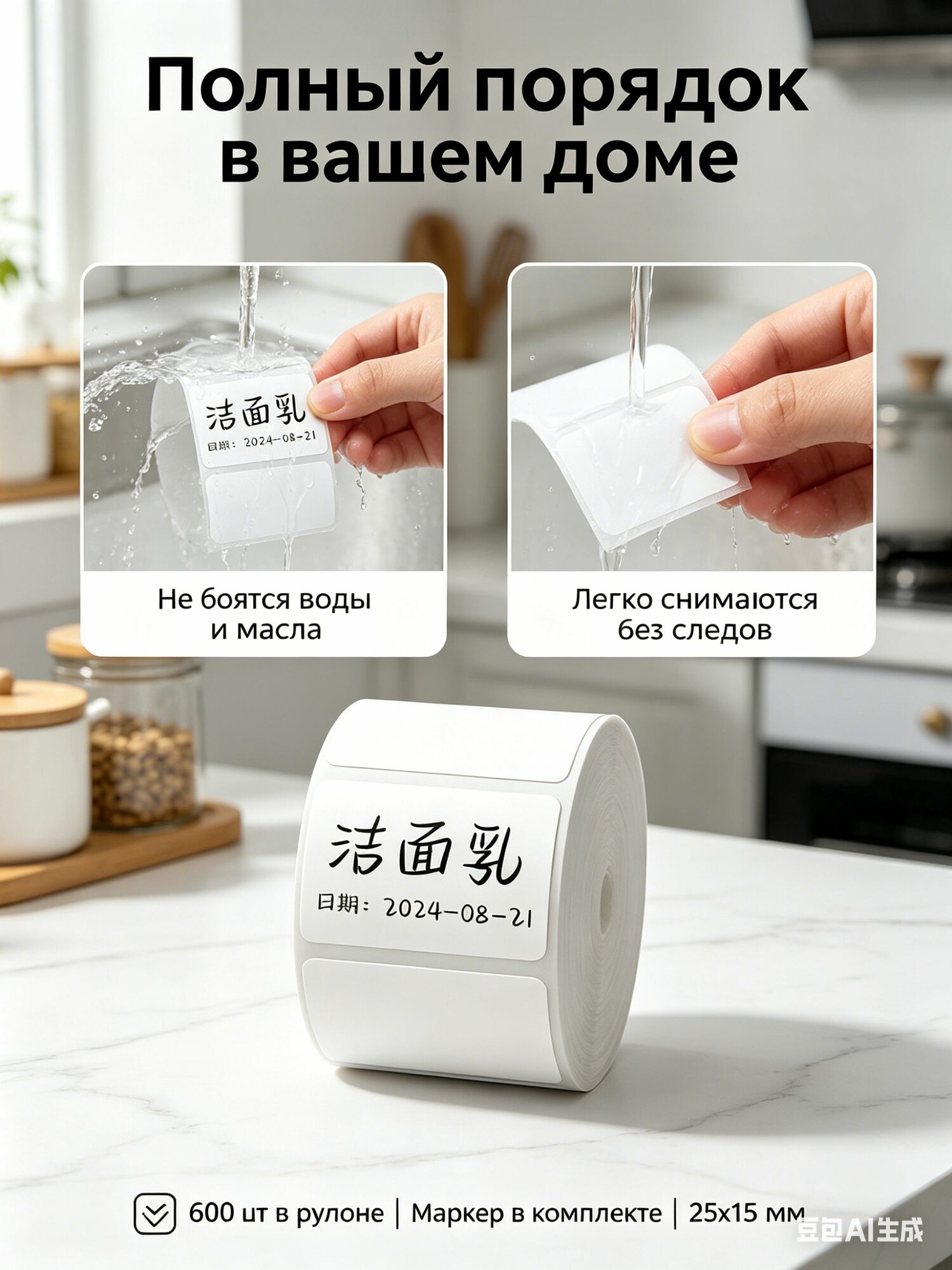 Этикетка для упаковки, для банок, бутылок 15 x 25 см, 600 шт. наклейки упаковочные