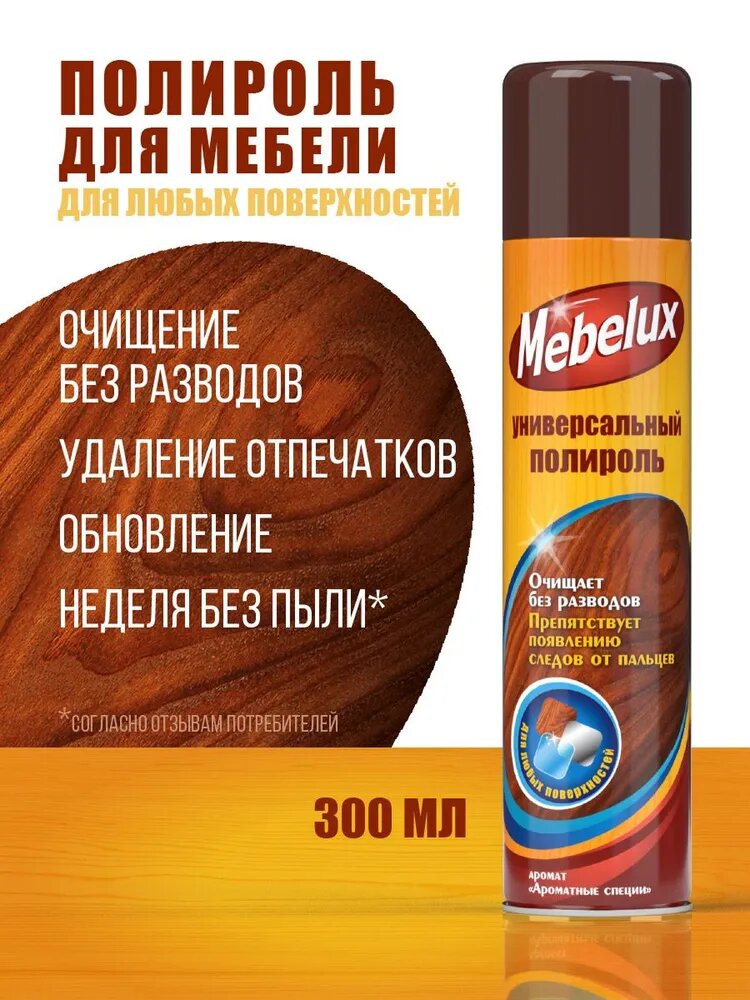 Полироль для мебели и пластика Mebelux антипыль 300 мл
