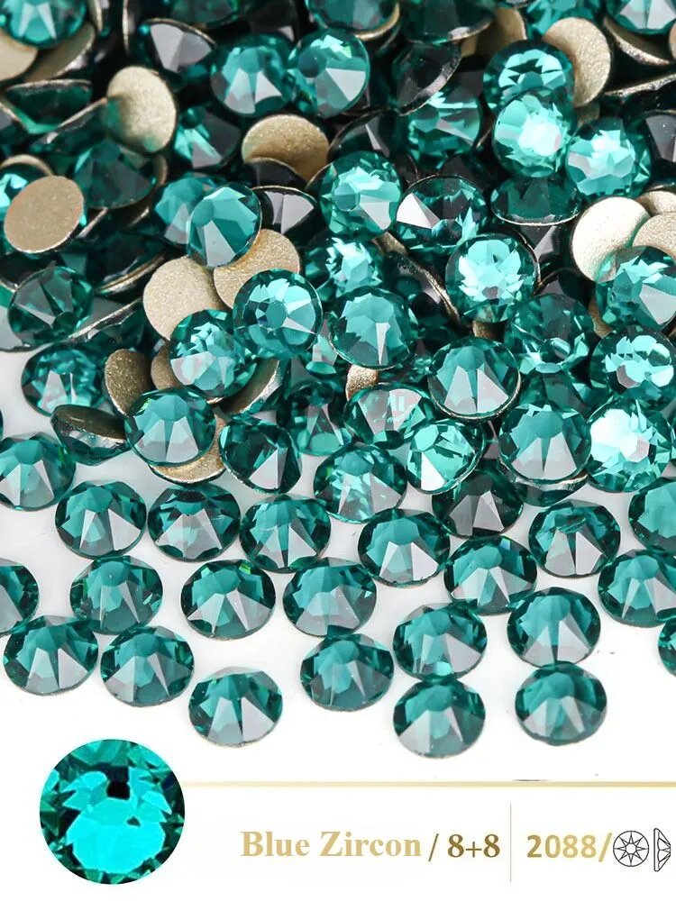 288 штук SS30 Blue Zircon Высочайшее качество 16 Резка холодная 2088 Стразы