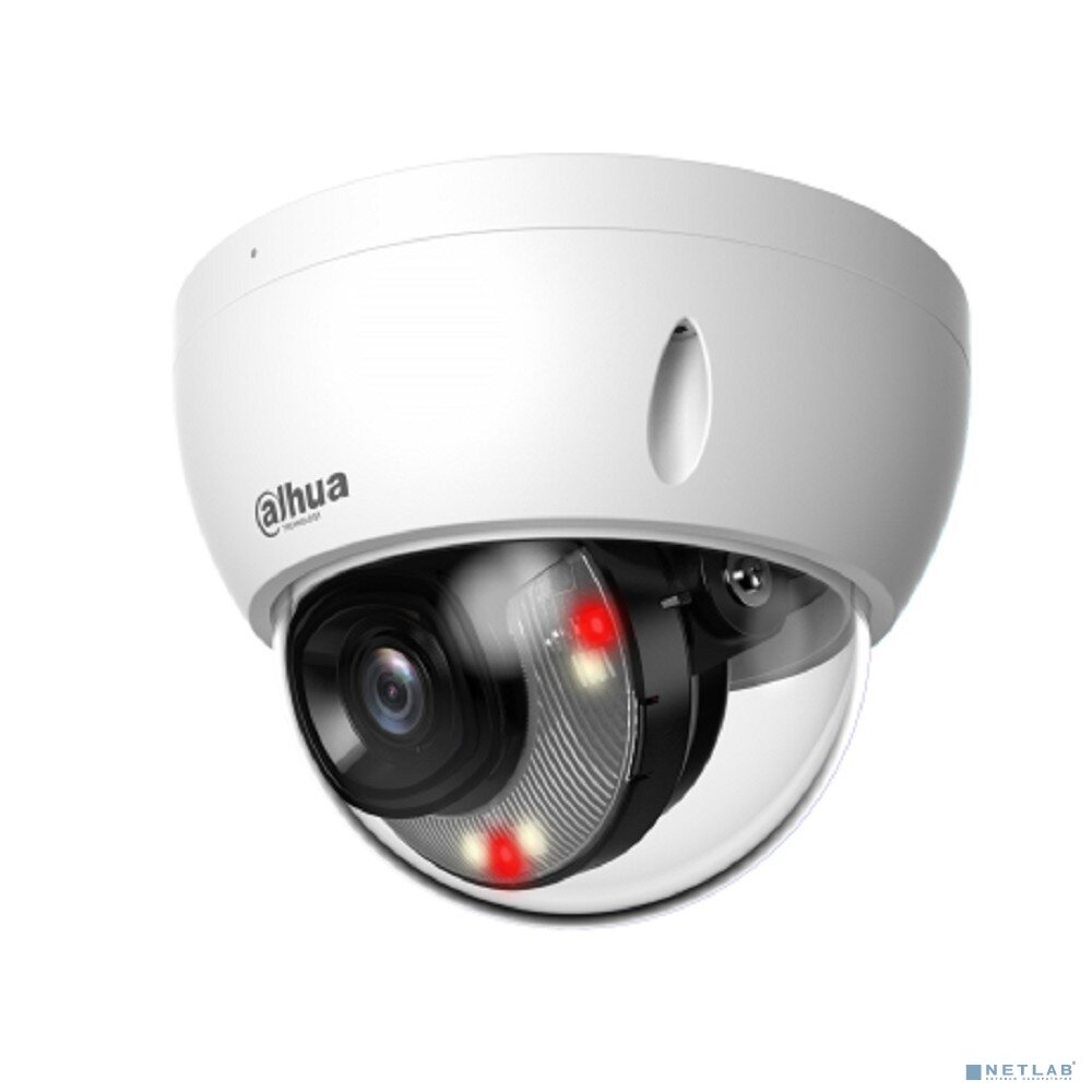 DAHUA DH-IPC-HDBW2849EP-S-IL-0280B Уличная купольная IP-видеокамера SmartDualLight 8Мп, 1/2.7” CMOS, объектив 2.8мм, видеоаналитика, микрофон, ИК 30м, LED 30м, P67, IK10, металл