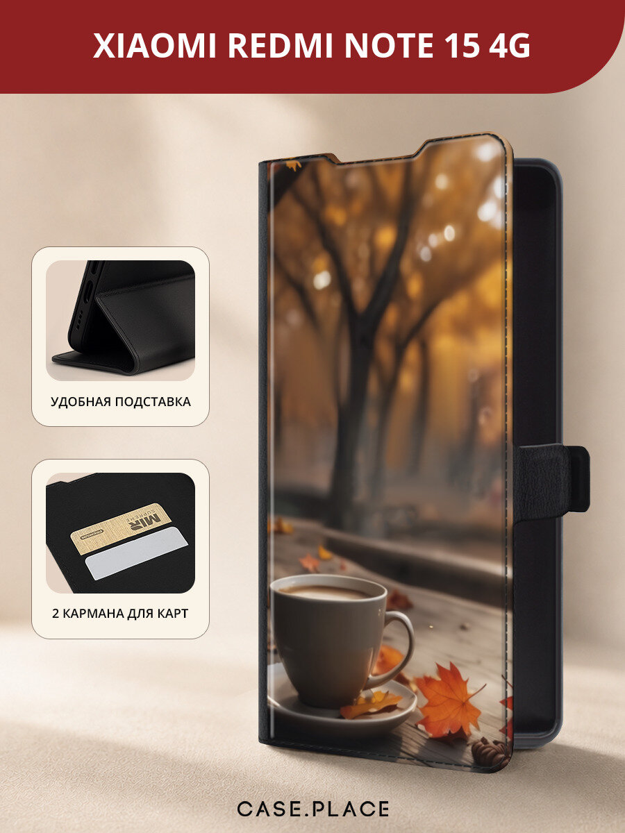 Чехол-книжка на Redmi Note 15 4G/Poco M8 5G / Редми Нот 15/Поко М8 5G с принтом Люби в себе все 2, черный