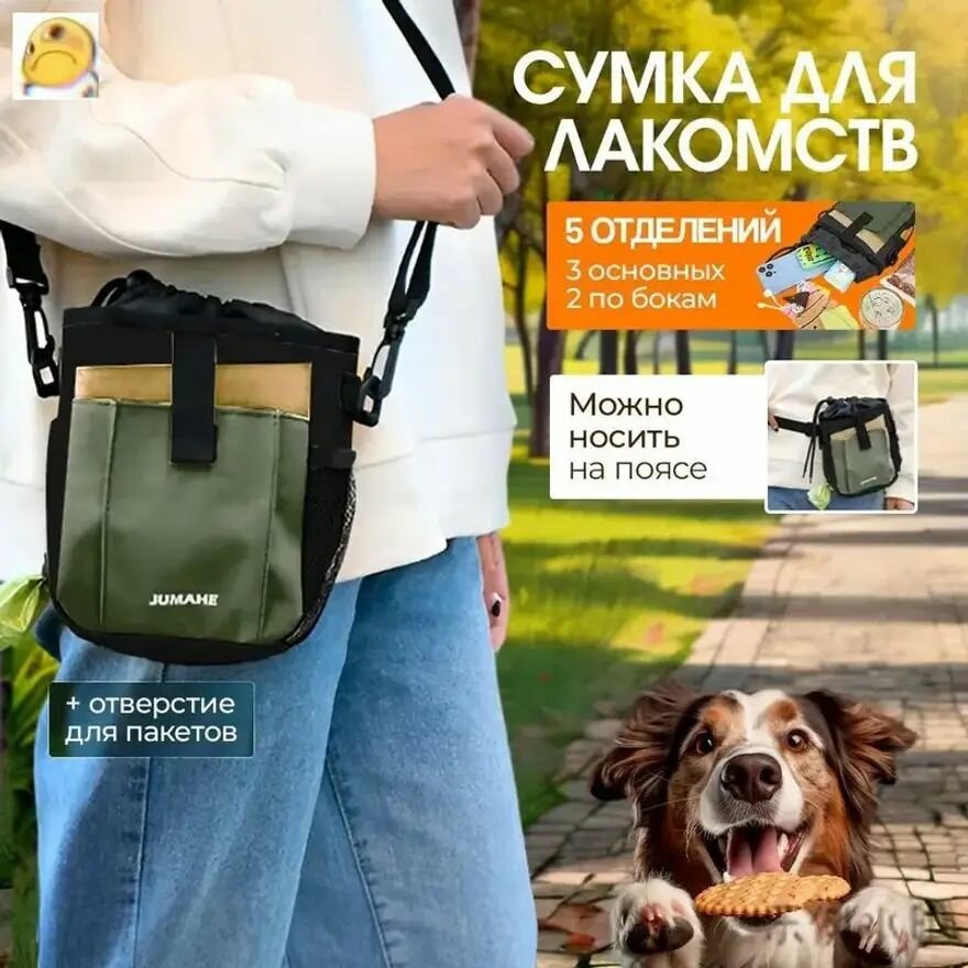 Сумка для кормления домашних животных, сумка для приручения и выгула собак, хаки