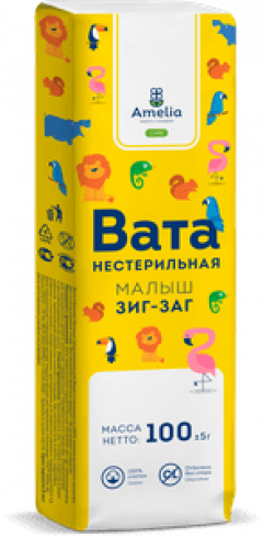 Вата хирург. нестерильная Малыш зиг-заг 100г Амелия