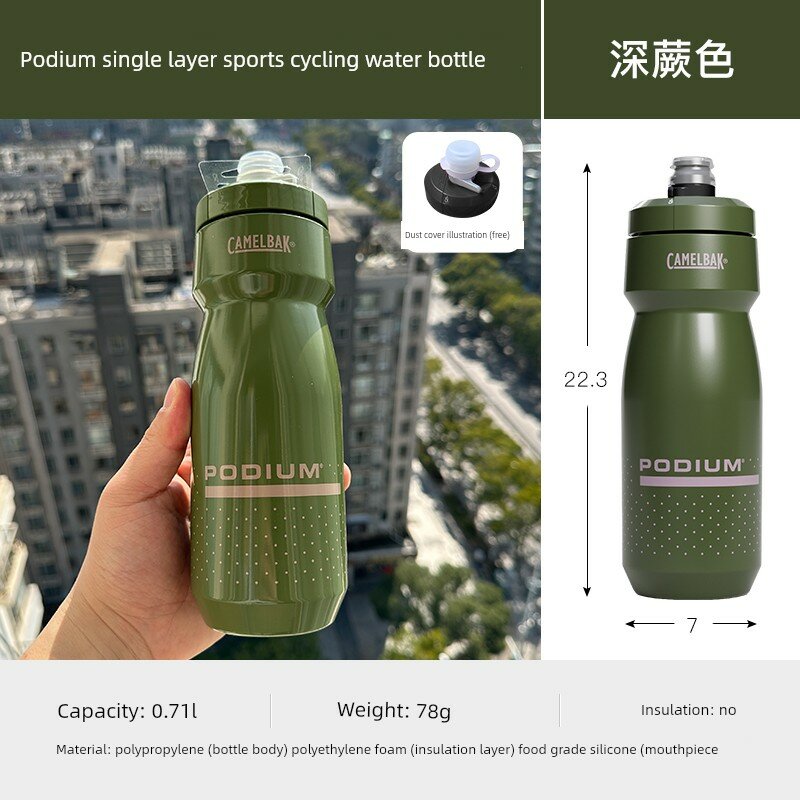 Camelbak 0.71L однокамерная велосипедная бутылка с пылезащитной крышкой, цвет глубокий папоротник