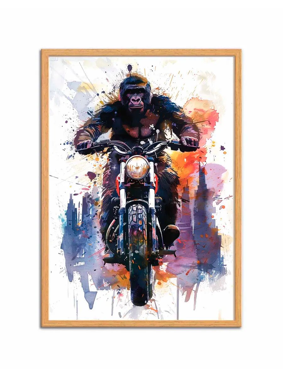 Животное-байкер-горилла 1, Плакат 30x42см
