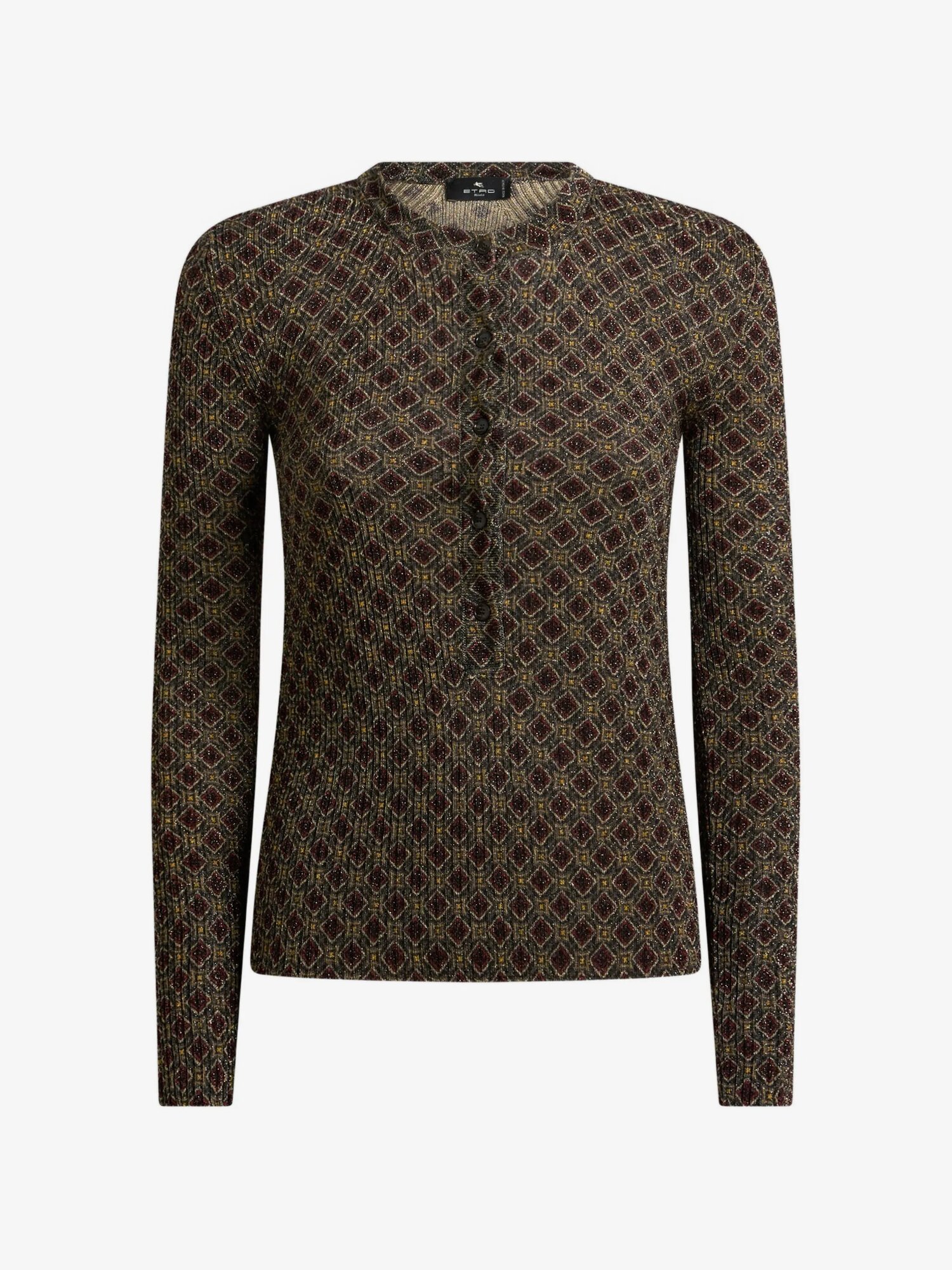 Свитер Ribbed henley-neck sweater with micro diamond motif