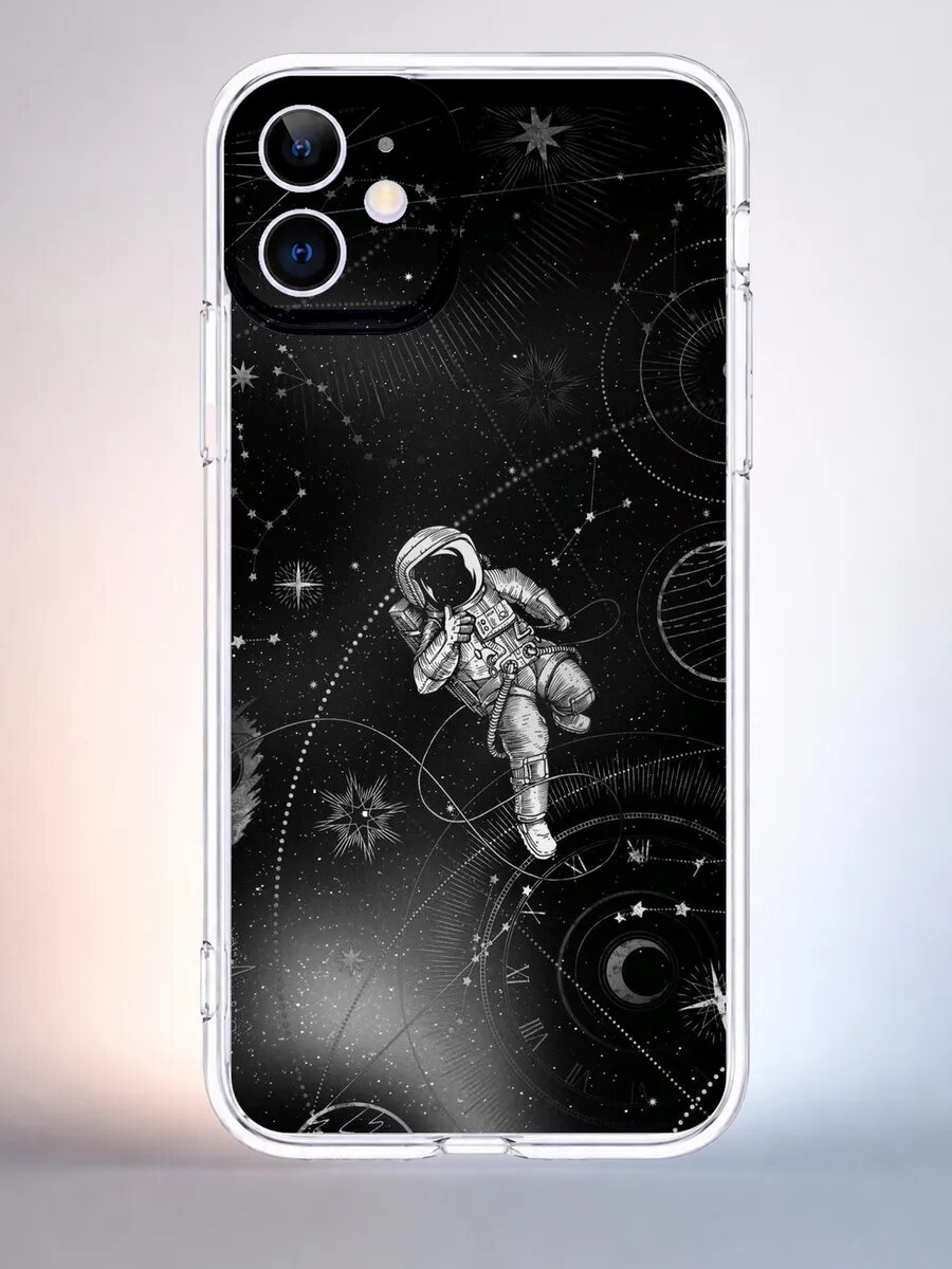 Чехол iPhone 11 Космонавт и созвездия силиконовый