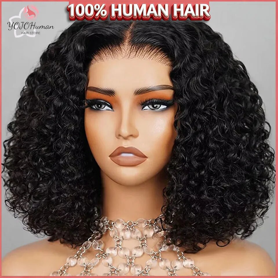 Парик-боб из натуральных волос 13x4 #1B 200 плотность 12 дюймов, 200%, 4X4 Lace Wig