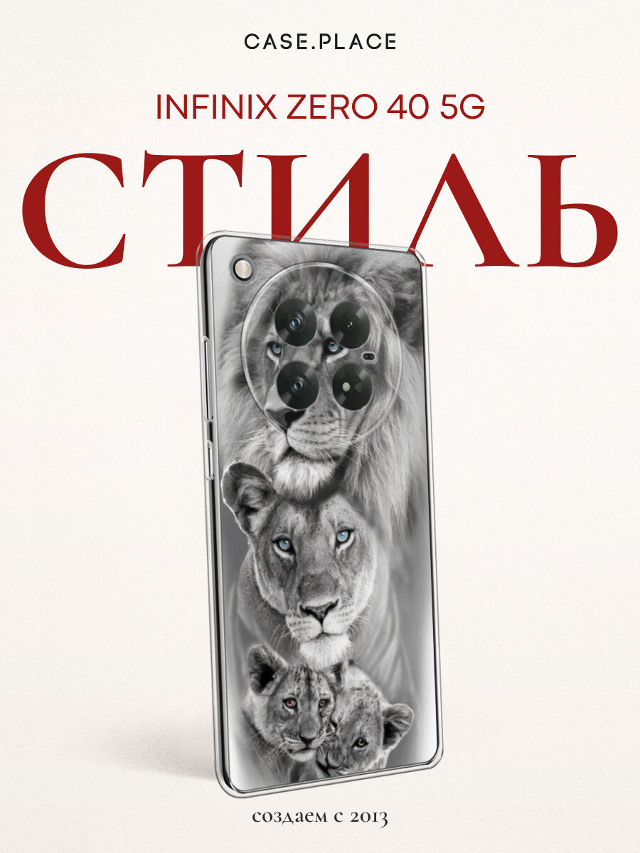 Чехол на Infinix Zero 40 5G / Инфиникс Зеро 40 5G с принтом Львиная семья