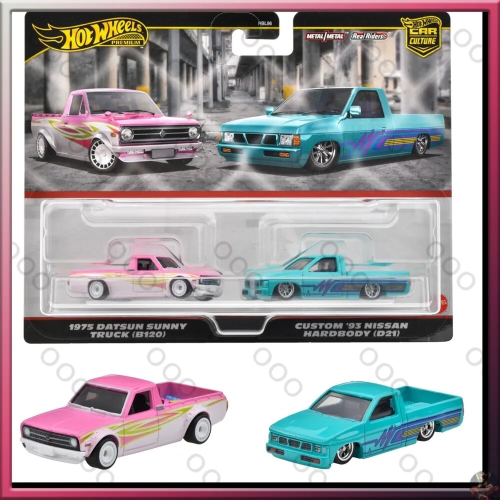 Машинка коллекционная Premium 2 Pack HBL96-1975 Datsun Sunny Truck (B120) & Custom 93 Nissan Hardbody (D21)
