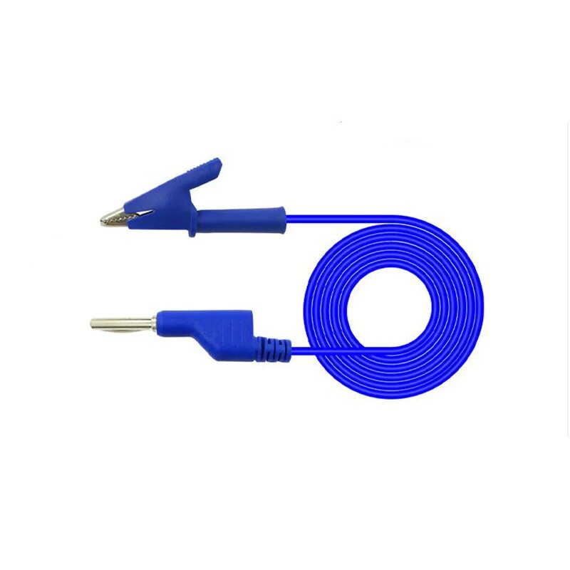 Тестовый провод FVJVYE 1 м, красный, медный, крокодил-банан, 15A, 18AWG Синий