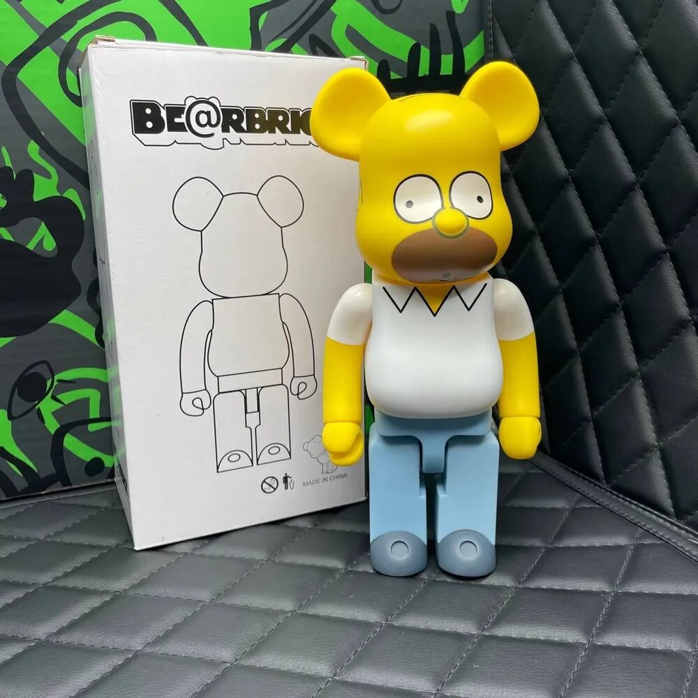 Игрушка Bearbrick Homer Simpson 28см, фигурка, ПВХ, Симпсоны, белый, желтый, голубой