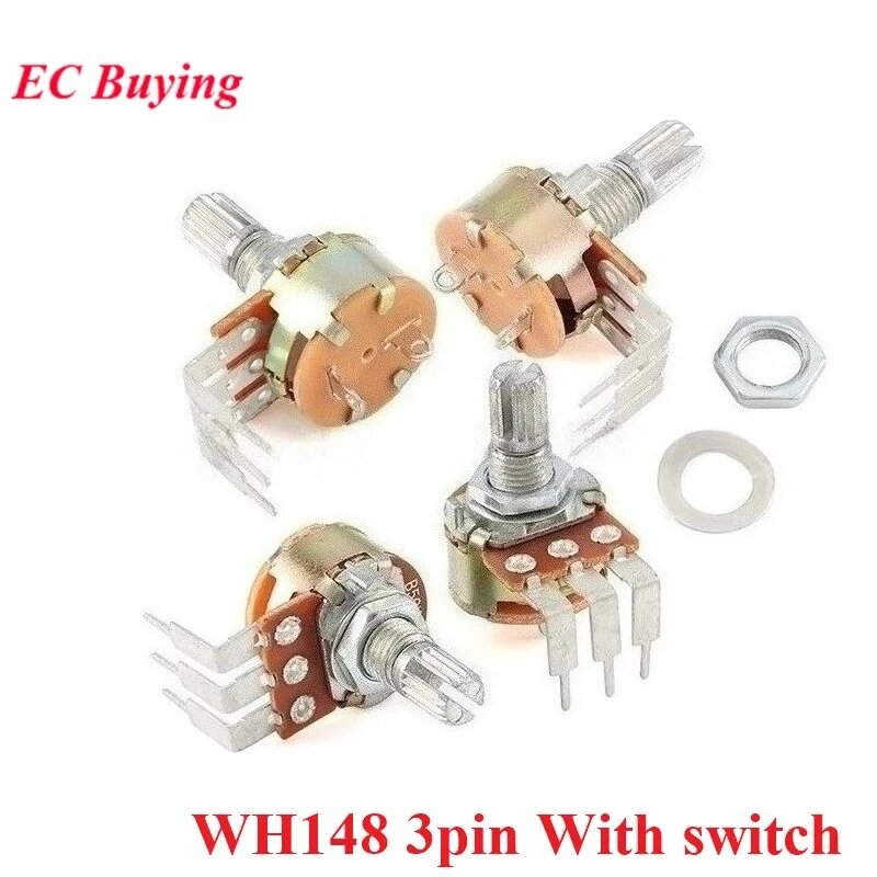Потенциометр 5K Ohm B5K с переключателем, 1pc