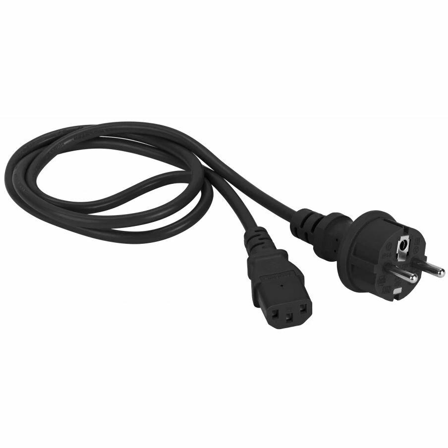 Кабель питания для компьютеров C13-Schuko прямая, 3х0.75, 220В, 10А, черный, 1 метр Lanmaster LAN-PP13/SH-1.0-BK