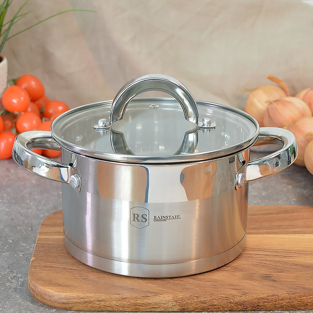 Кастрюля Rainstahl 1,9 л с крышкой, нержавеющая сталь, капсульное дно, для всех плит, 16 см