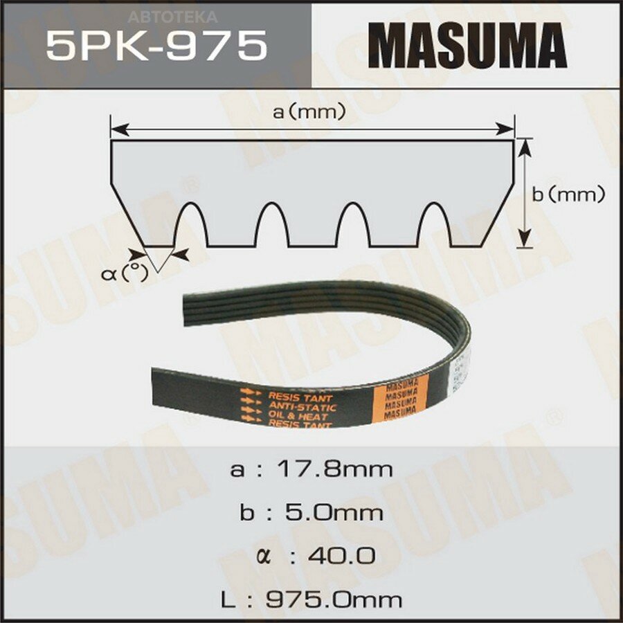 Ремень поликлиновой 5PK-975 MASUMA 5PK975