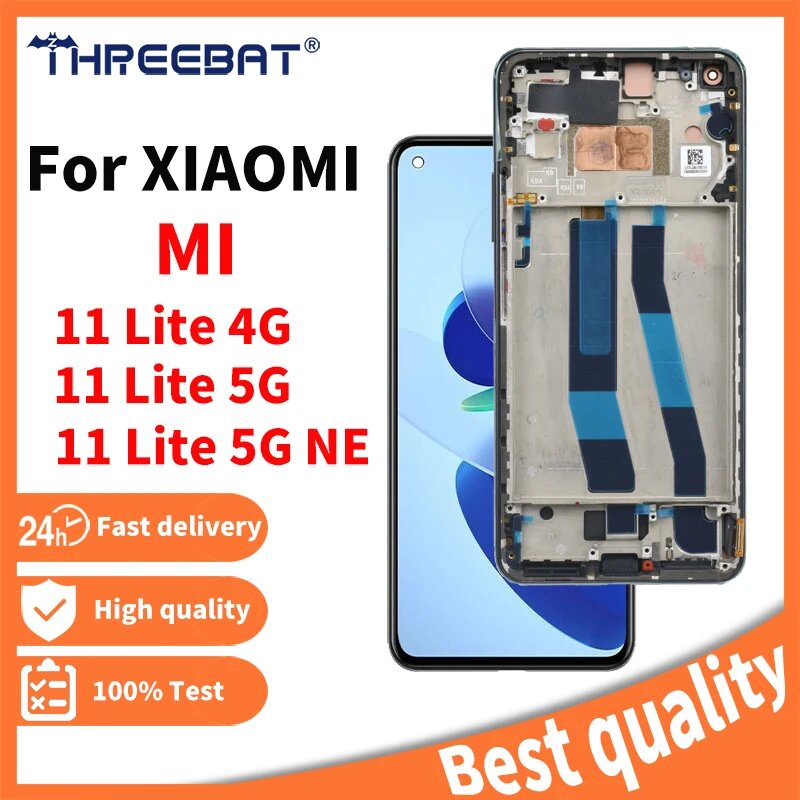 6,55 "AMOLED 90 Гц для Xiaomi Mi 11 Lite 4G 5G ЖК-дисплей M2101K9AG M2101K9AI 5G NE Pink Frame
