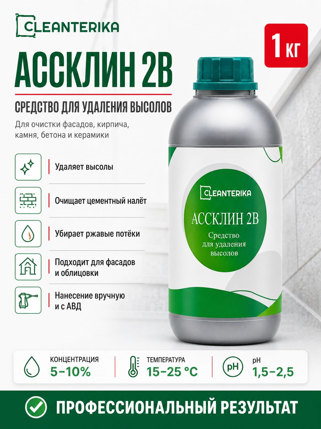 Средство для удаления высолов ассклин 2В (1кг)