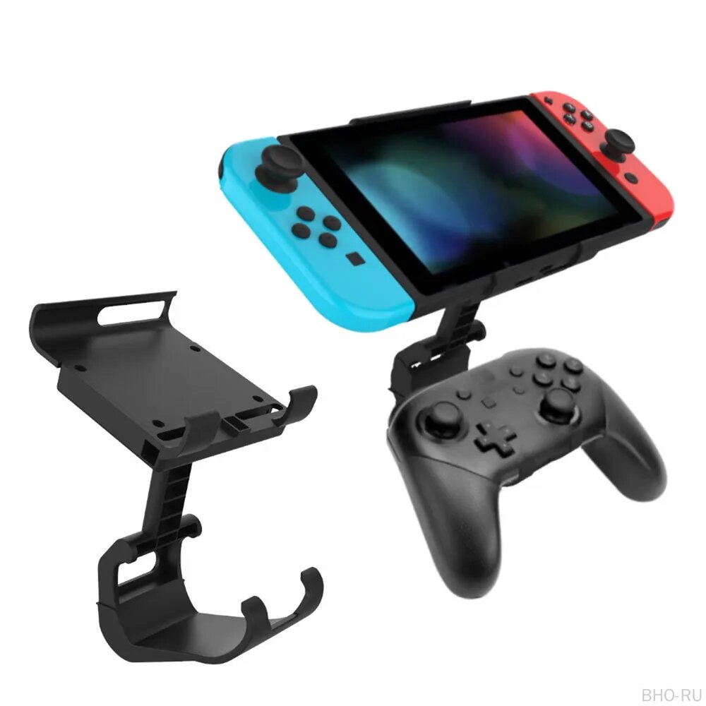 Крепление Mount-Clip Holder для геймпадов, совместимое с контроллером Nintendo Switch Pro, брекет для консоли NS Switch, аксессуар из материала ABS, черный цвет, размер упаковки 19 * 8.3 * 5 см, вес