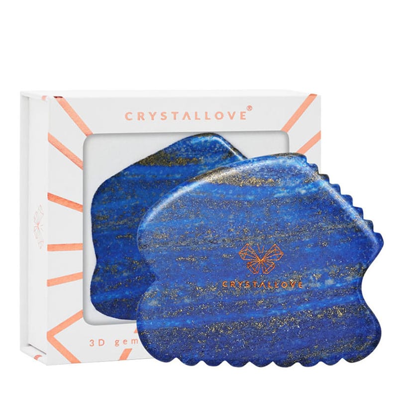 Массажер для Гуаша Crystallove Lapis Lazuli Contour Gua Sha Пластина для массажа лица гуаша из лазурита Lapis Lazuli 1 шт