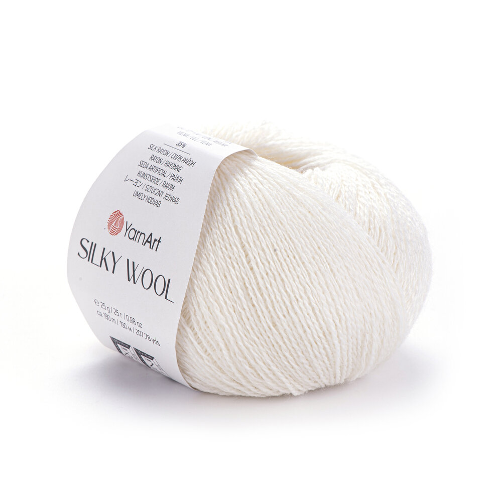 Пряжа для вязания YarnArt Silky wool 347 светло-молочный 25 гр/190 м 65% мериношерсть, 35% шелк Rayon