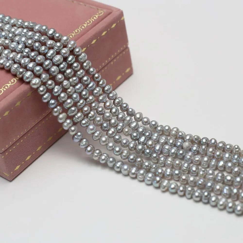 Жемчужная нить из натурального речного жемчуга, ручная работа, создание серег и браслетов (3-4мм)