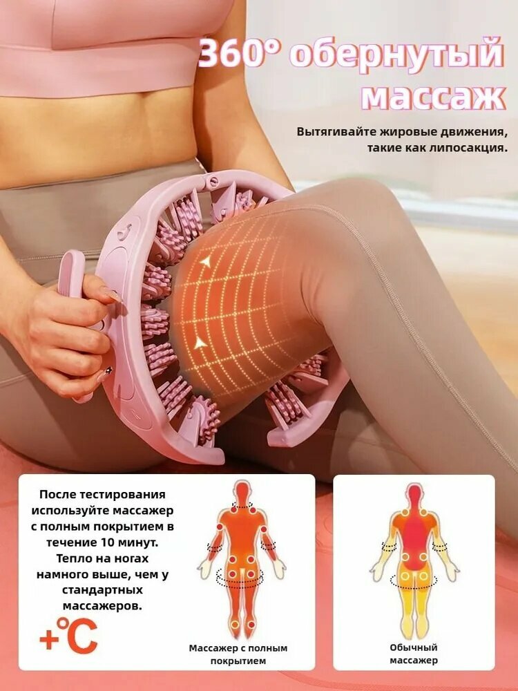 Ручной антицеллюлитный массажер, с кольцом, для ног, розовый, 1 штука