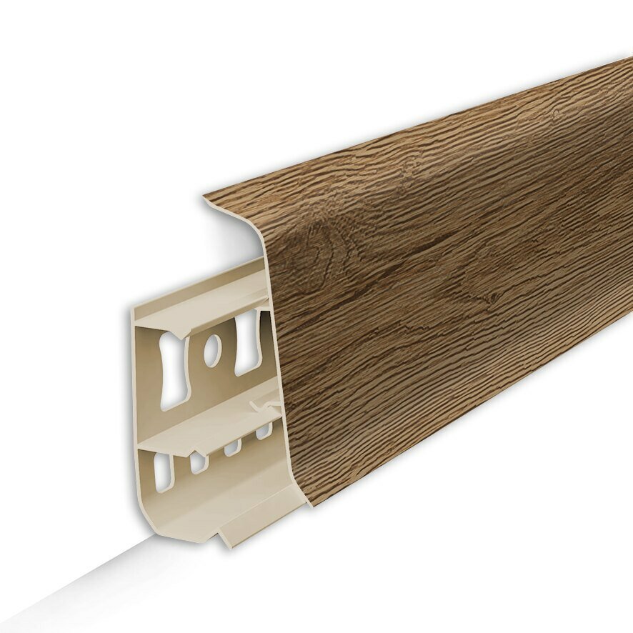 Пластиковый плинтус Идеал Деконика 55 мм Дуб рустик 211, 1 шт.