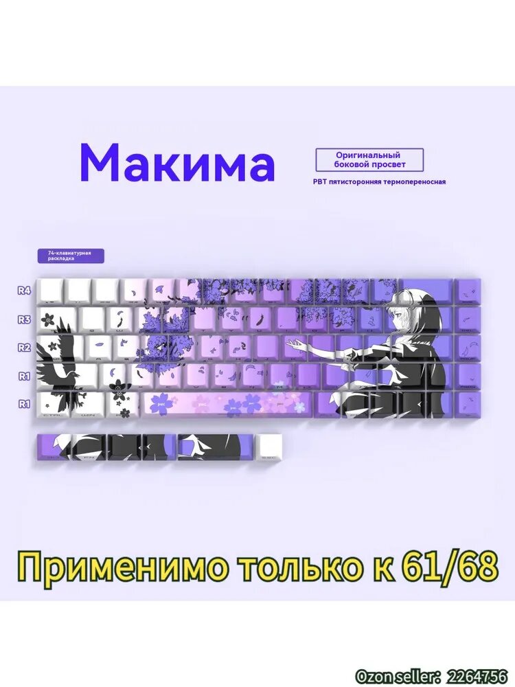 Полупрозрачный колпачок для ключей из ПБТ подходит только 61/68