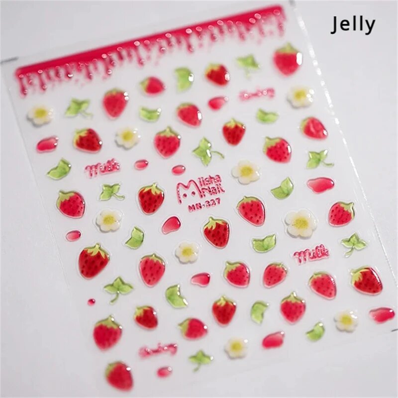 Наклейки на ногти Jelly, клубника, MN327