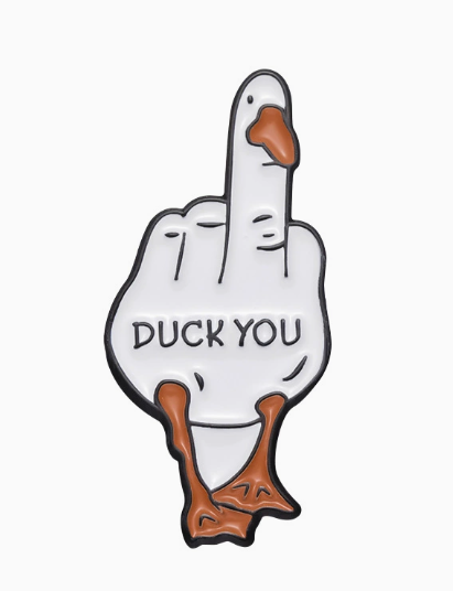 Значок металлический с безопасной застежкой гусь с надписью Duck you