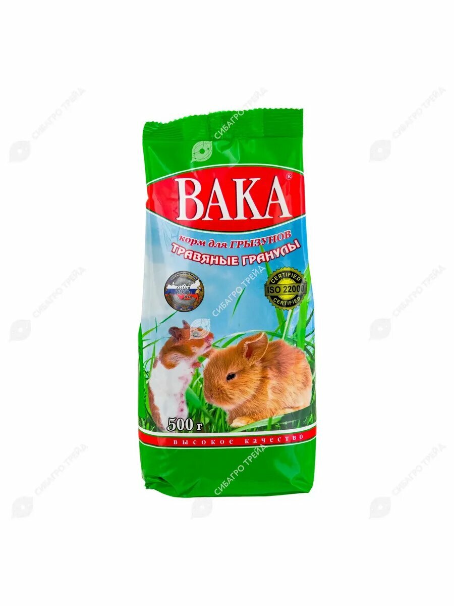 Корм Вака ВК, травяные гранулы для грызунов, универсальный, 500 г