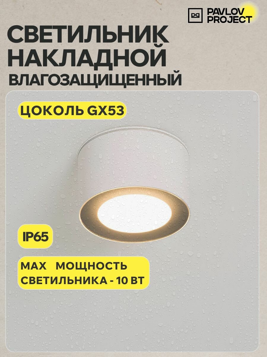 Накладной светильник потолочный спот белый под лампу GX53 PP-5390 WH+BK