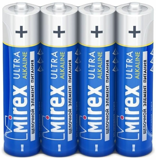 Батарейки щелочные Mirex LR03 / AAA 1,5V 4 шти щелочная Mirex LR03 / AAA 1,5V 4 шт, shrink