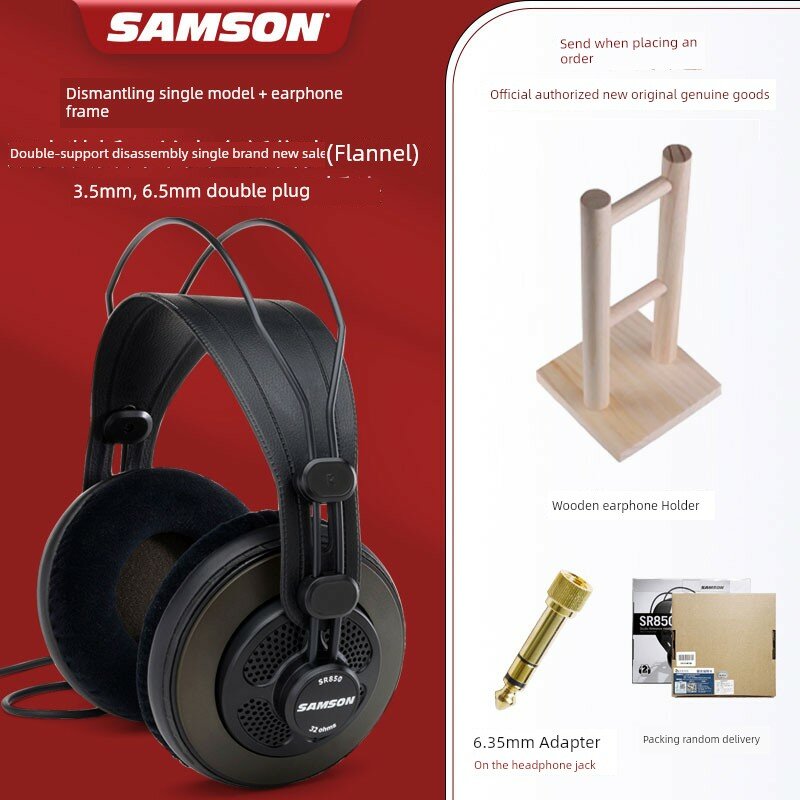 Samson SR850 Полуоткрытые наушники пара с деревянной подставкой для записи и игр