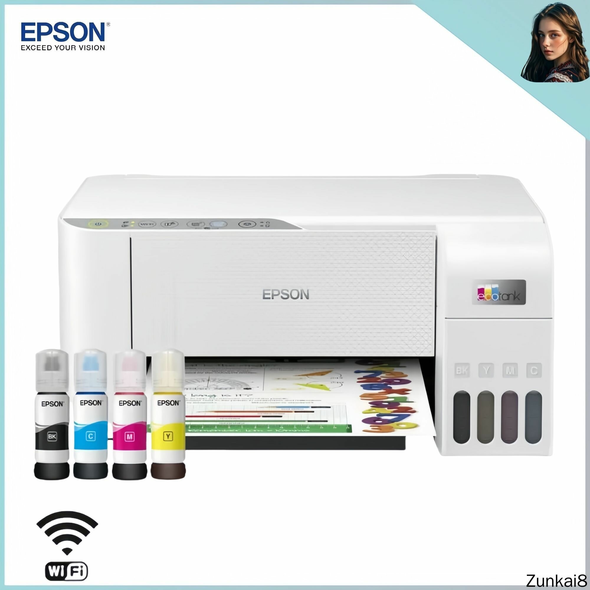 МФУ Струйное L3256, СНПЧ, цветн, A4, Wi-Fi, , белый, прозрачный