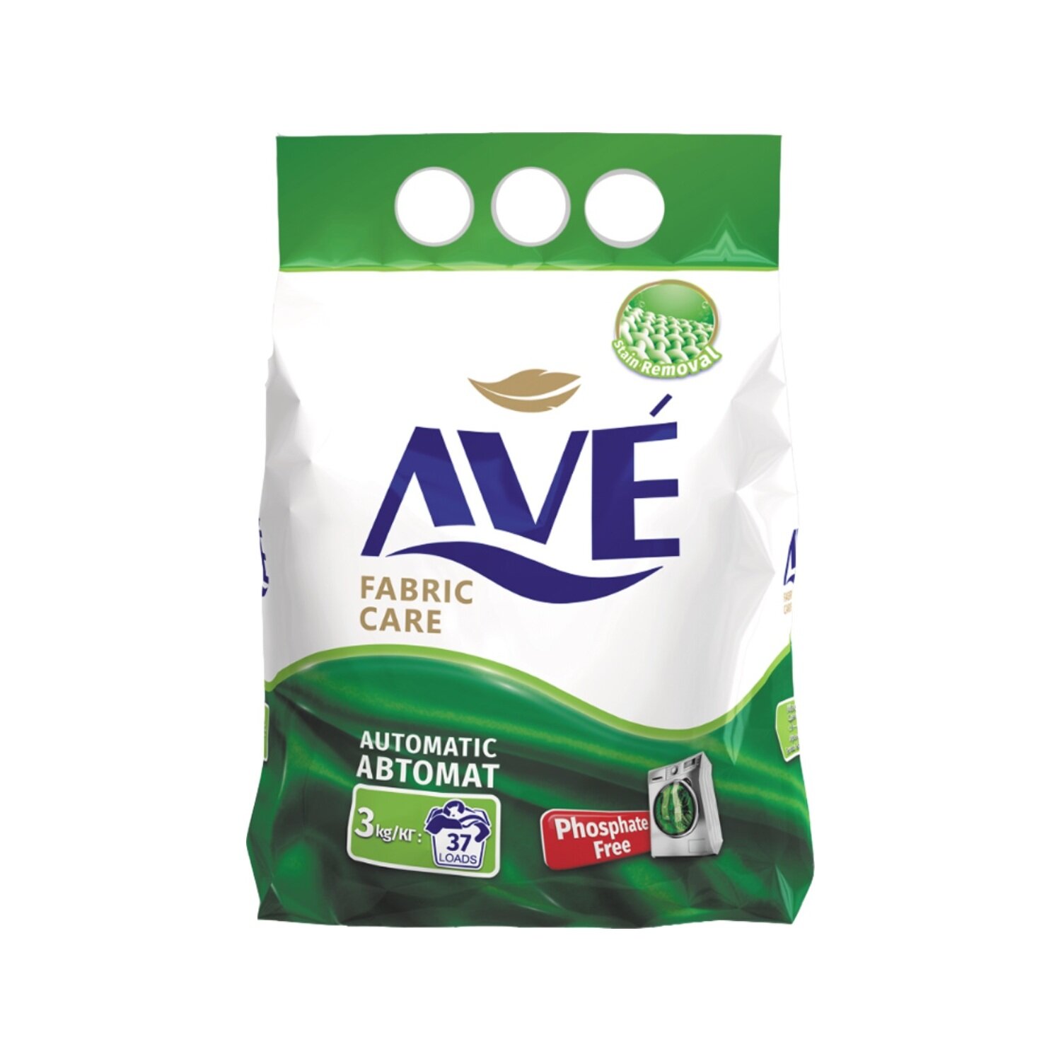 Стиральный порошок Ave Fabric Care, автомат, для всех видов тканей, 37 стирок, 3кг