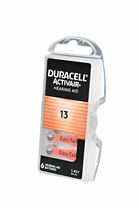 Батарейки для слуховых аппаратов Duracell HEARING AID ACTIVAIR 13, 6 шт