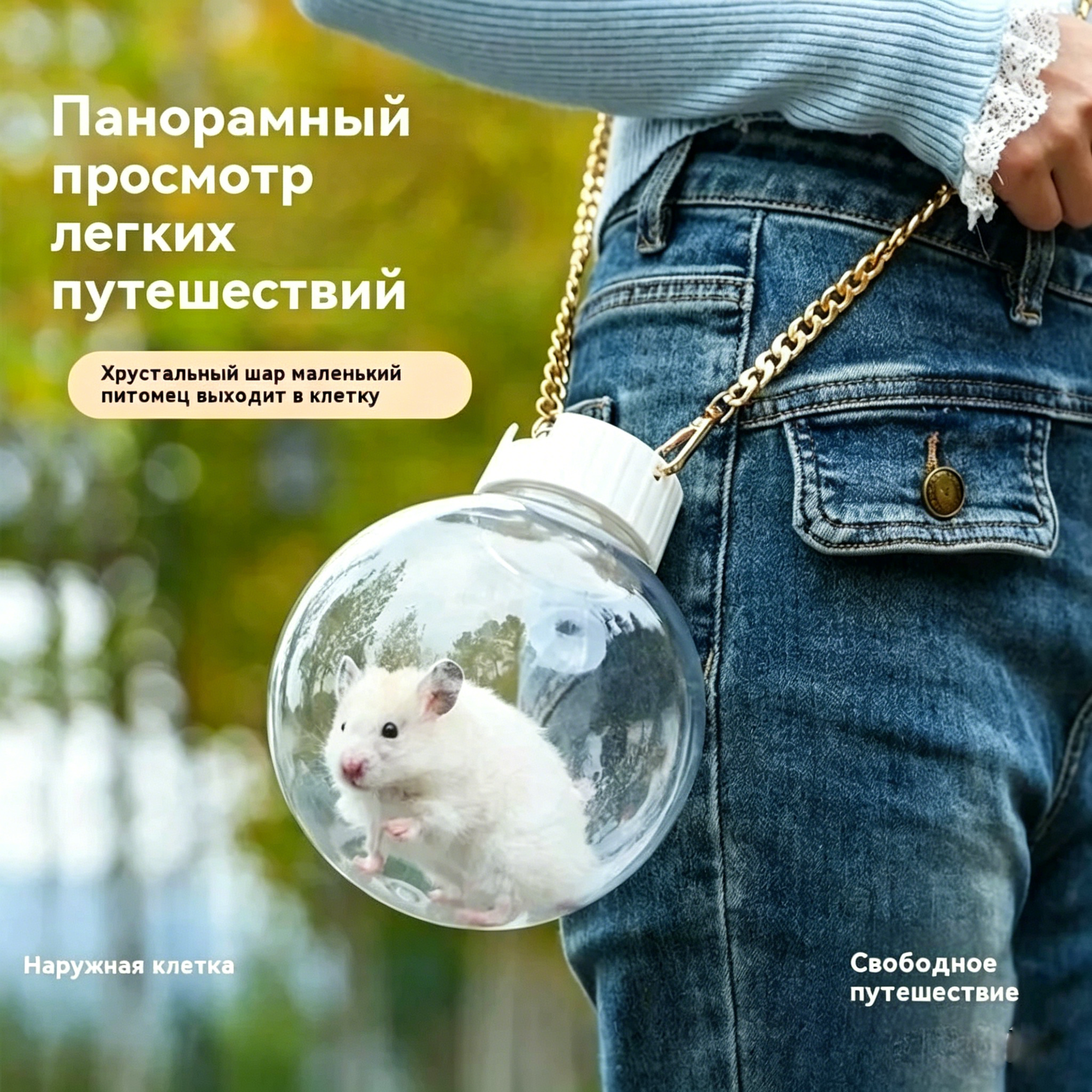 Переносная клетка для хомяков, переносная на одно плечо, переносная, дышащая, прозрачная клетка для прогулок