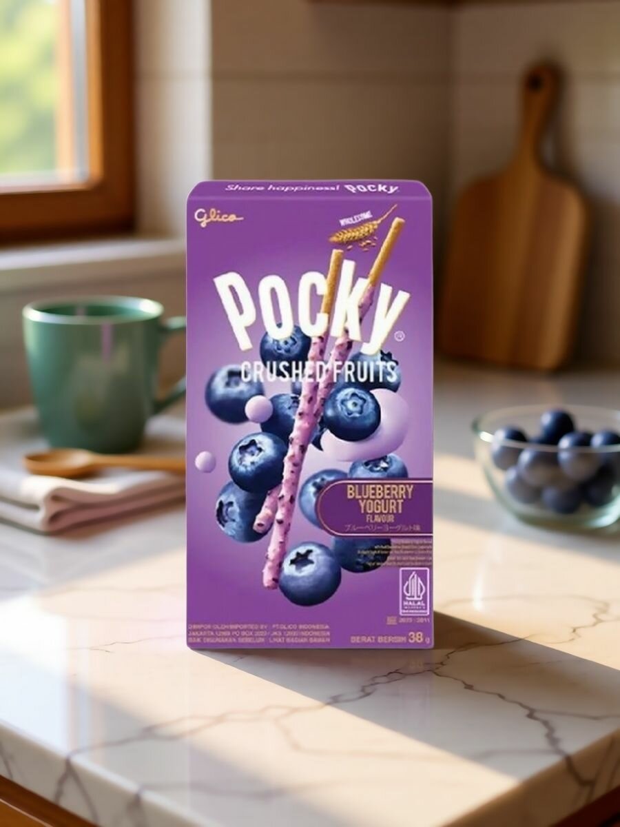 Бисквитные палочки GLICO POCKY Crushed Fruits - Blueberry Yoghurt 38г