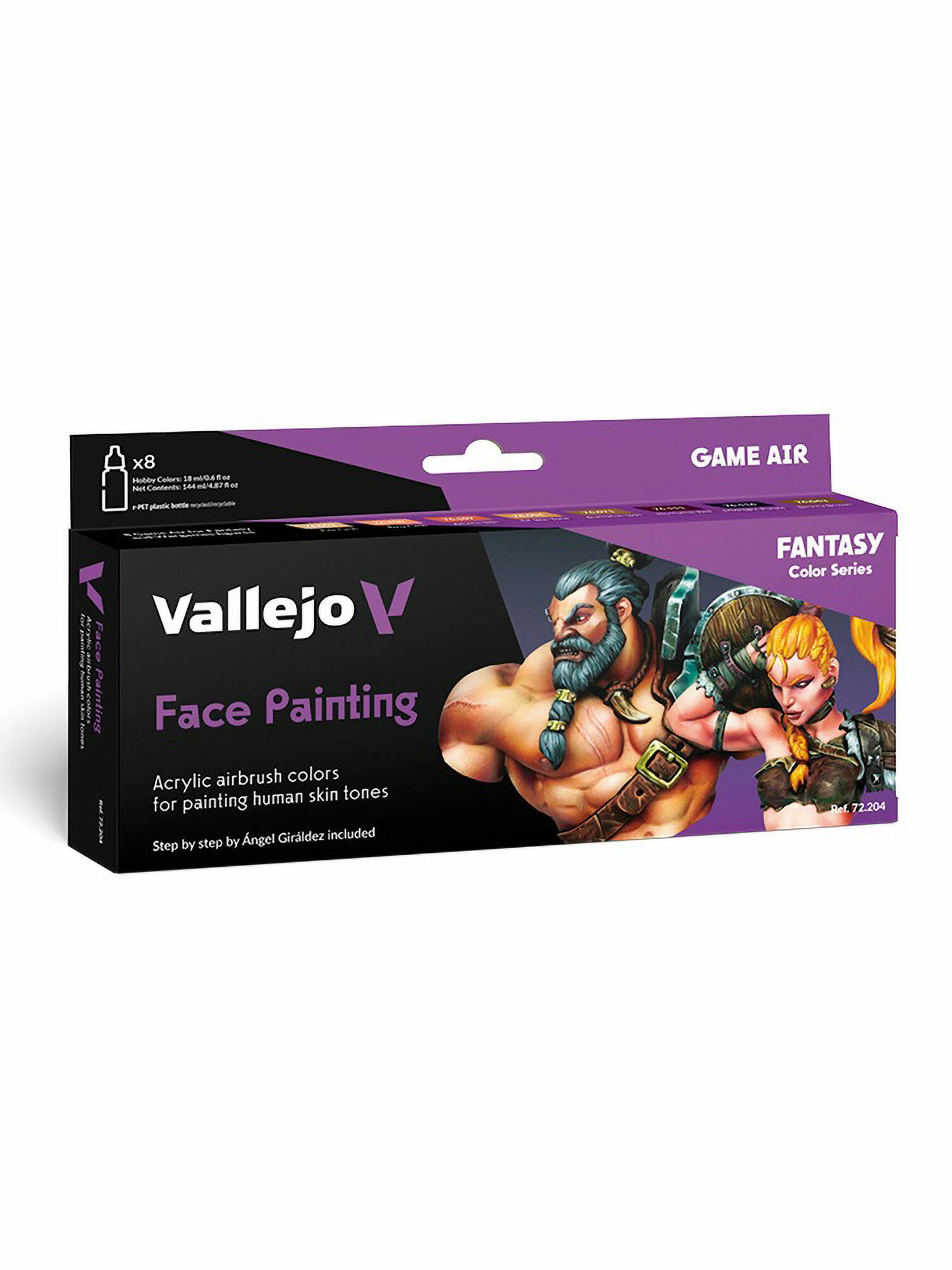 Набор акриловых красок для аэрографа Vallejo серии Game Air - Face Painting 72204, 8 шт по 18 мл
