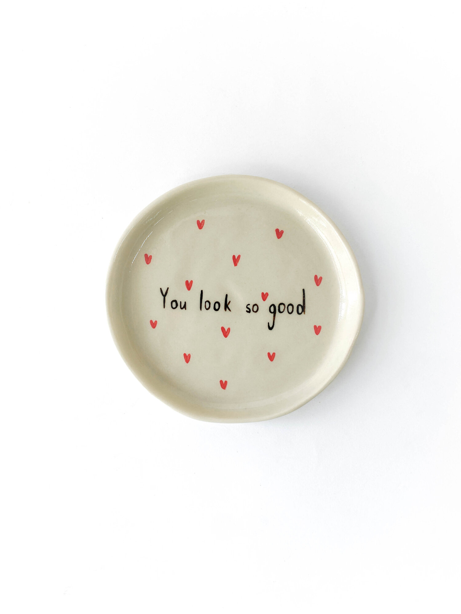 Тарелочка "You look so good", керамика, ручная работа, 14см, подставка/десертная тарелочка