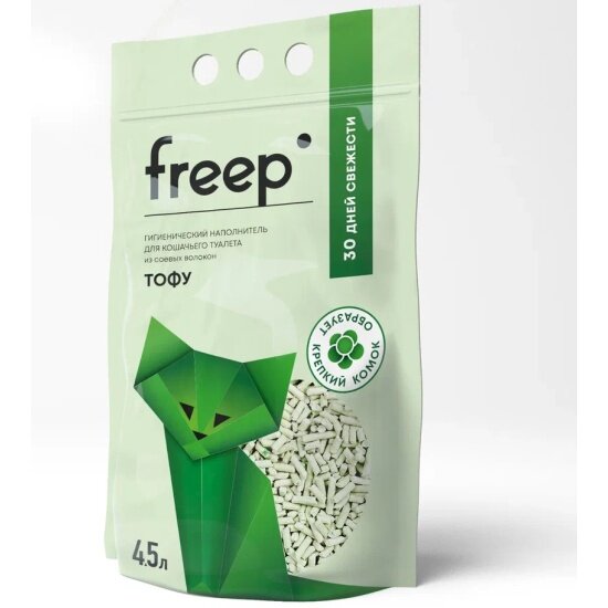 Наполнитель для кошачьих туалетов Freep " Тофу Зеленый чай, 4,5л.