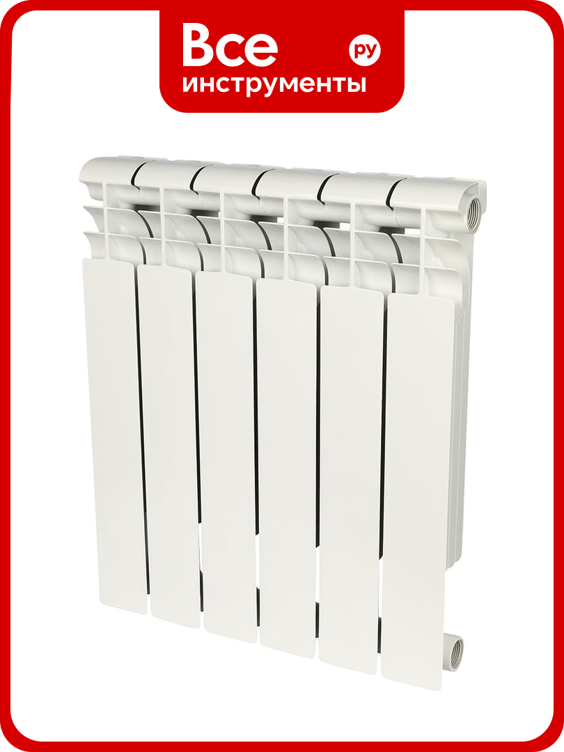 Биметаллический радиатор ROMMER Profi BM 500 BI500-80-80-150 6 секций RAL9016 82488, красный,
