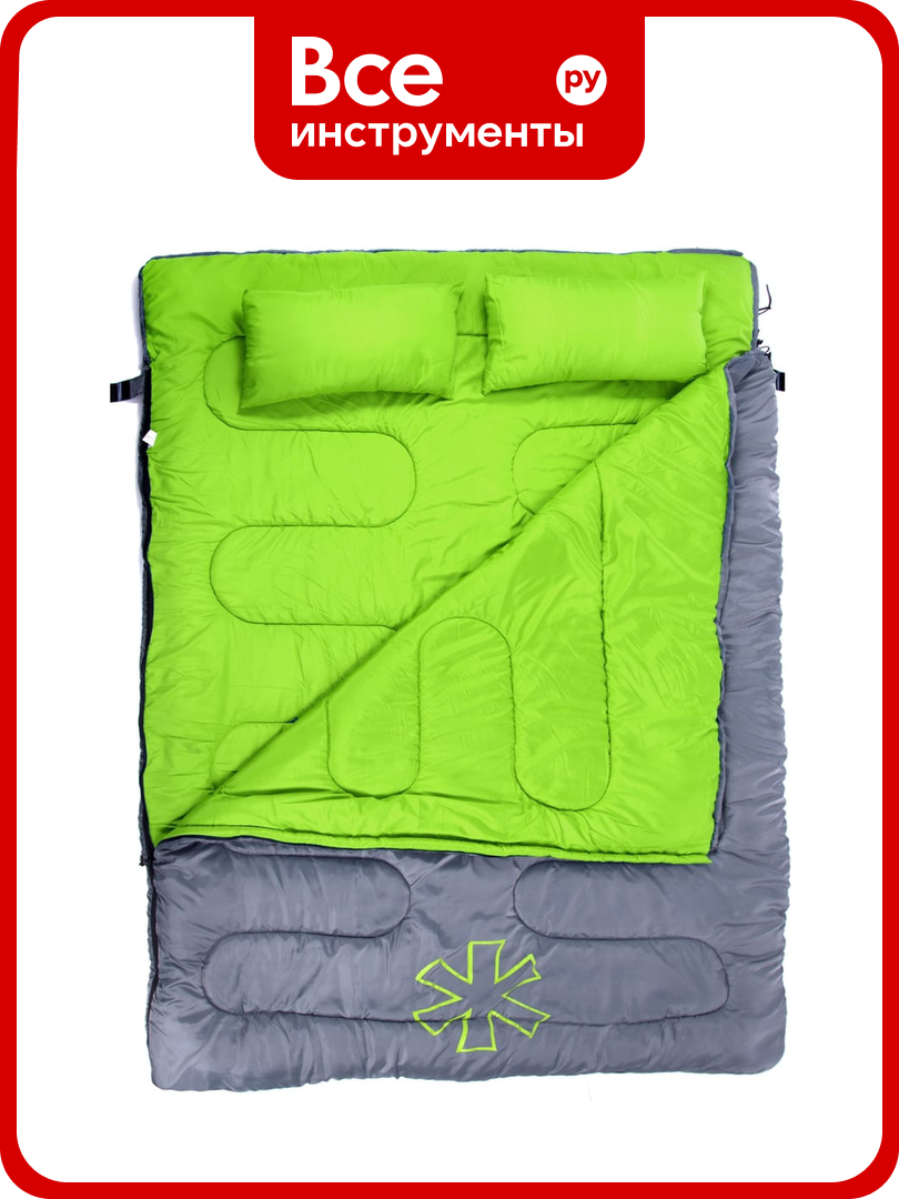 Мешок-одеяло спальный Norfin ALPINE COMFORT DOUBLE 250 GREEN NFL-30241, Легко