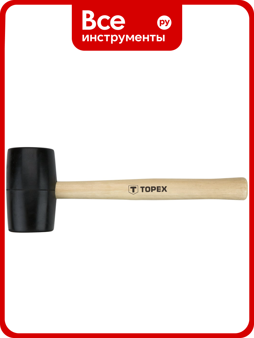 Резиновая киянка TOPEX с деревянной рукояткой 50 мм, 340 г 02A343